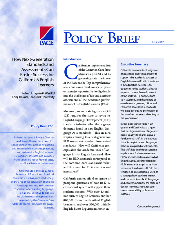 (PDF) How Next-Generation Standards and Assessments Can Foster Success ...