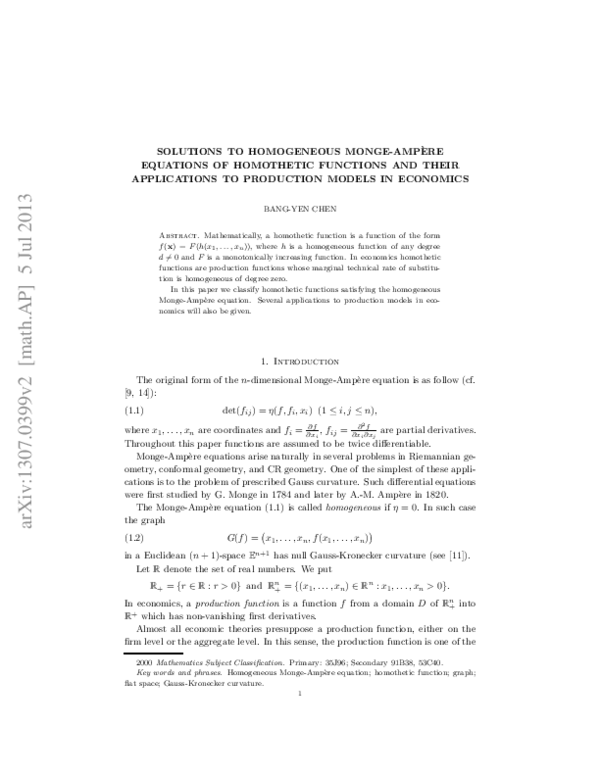 (PDF) Solutions to homogeneous Monge-Ampère equations of homothetic ...