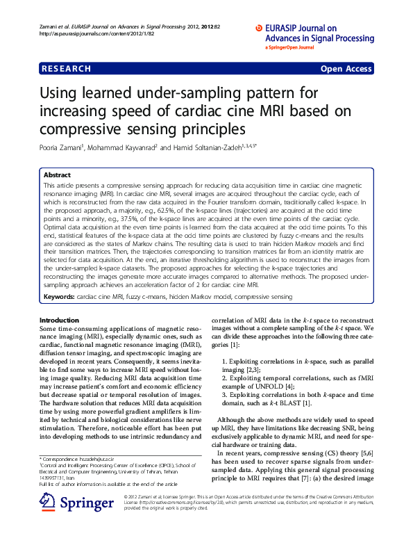 (PDF) Using learned under-sampling pattern for increasing speed of cardiac cine MRI based on ...