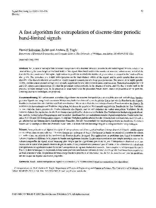 Pdf A Fast Algorithm For Extrapolation Of Discrete Time Periodic Band