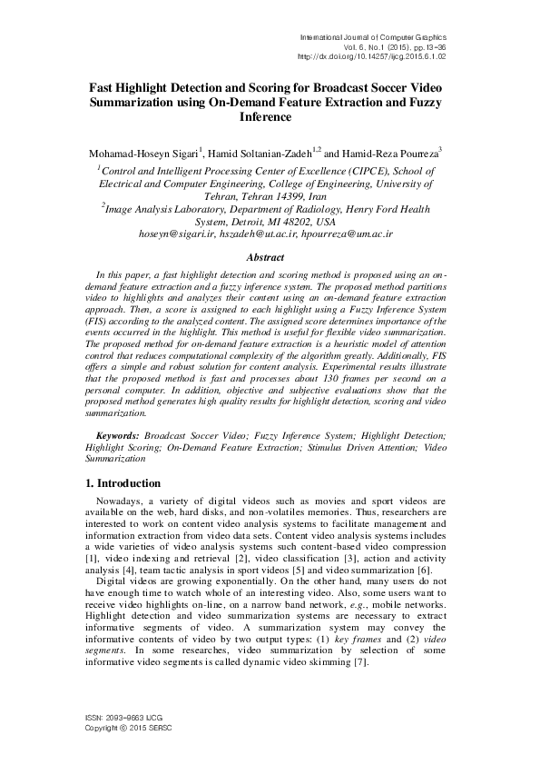 Pdf Efficient Soccer Video Highlight Detection