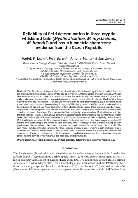 (PDF) Reliability of field determination in three cryptic whiskered ...