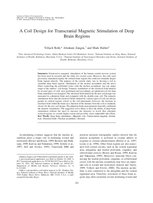 (PDF) A Coil Design for Transcranial Magnetic Stimulation of Deep Brain ...