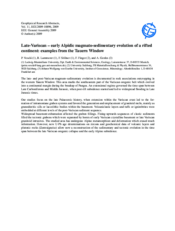 (PDF) Late-Variscan - early Alpidic magmato-sedimentary evolution of a ...