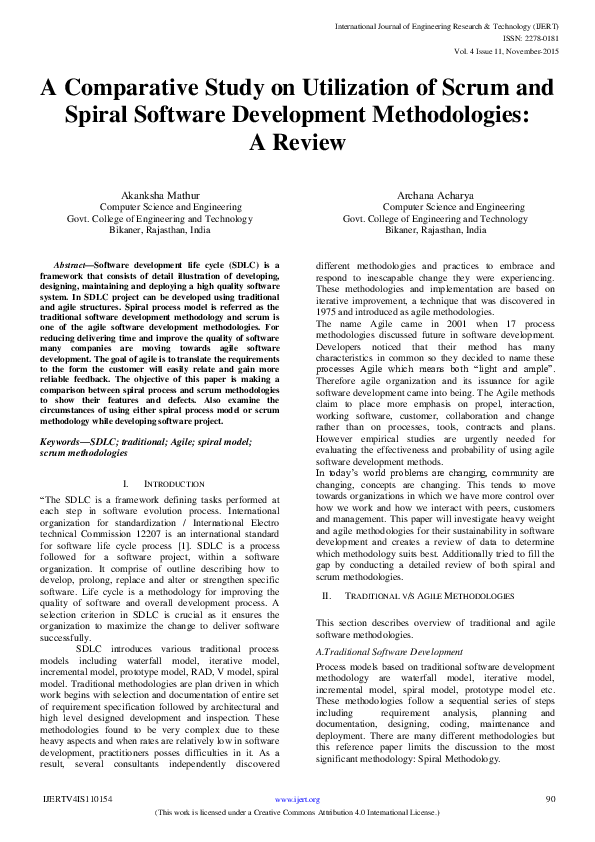 (PDF) A Comparative Study on Utilization of Scrum and Spiral Software Development Methodologies ...