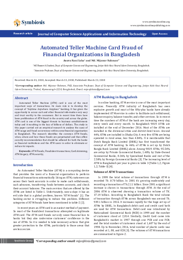 (PDF) Automated Teller Machine Card Fraud of Financial Organizations in ...