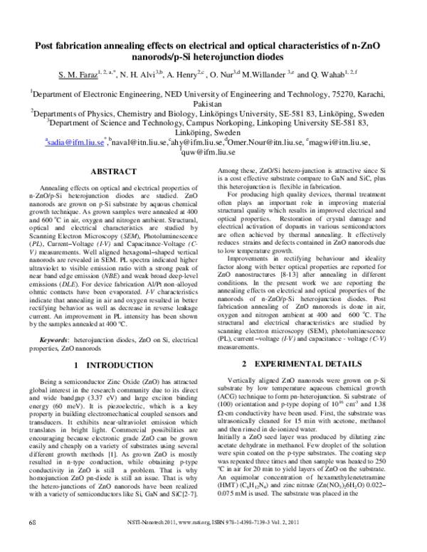 (PDF) Post fabrication annealing effects on electrical and optical ...