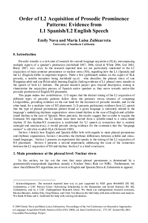 (PDF) Order of L2 Acquisition of Prosodic Prominence Patterns: Evidence ...
