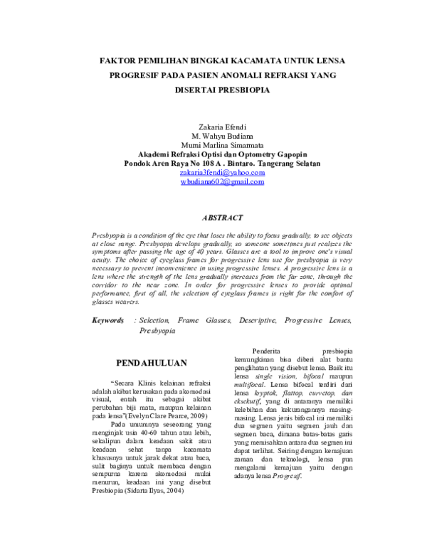 (PDF) Faktor Pemilihan Bingkai Kacamata Untuk Lensa Progresif Pada ...