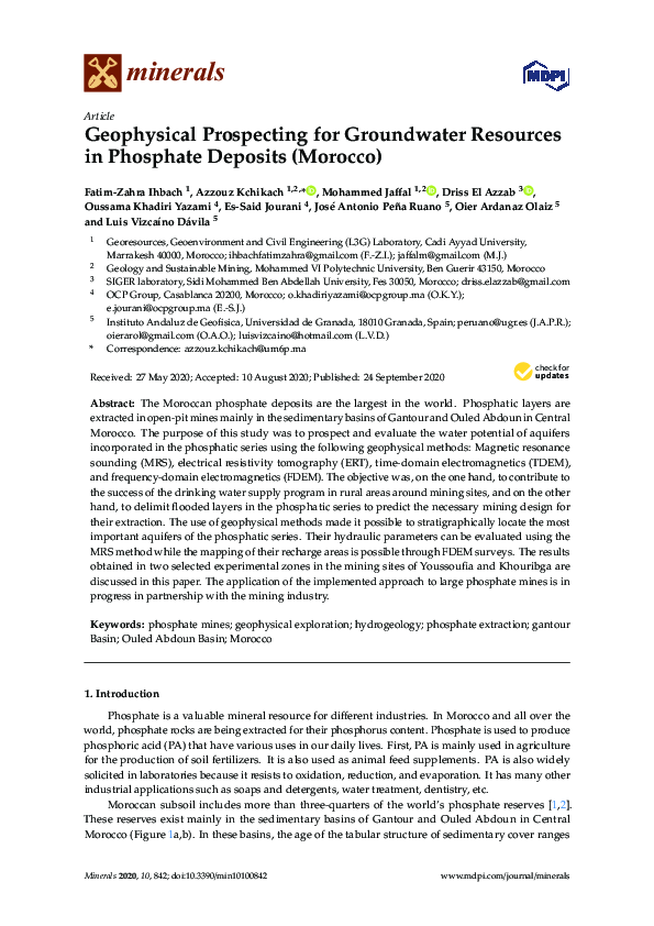 (PDF) Geophysical Prospecting for Groundwater Resources in Phosphate ...