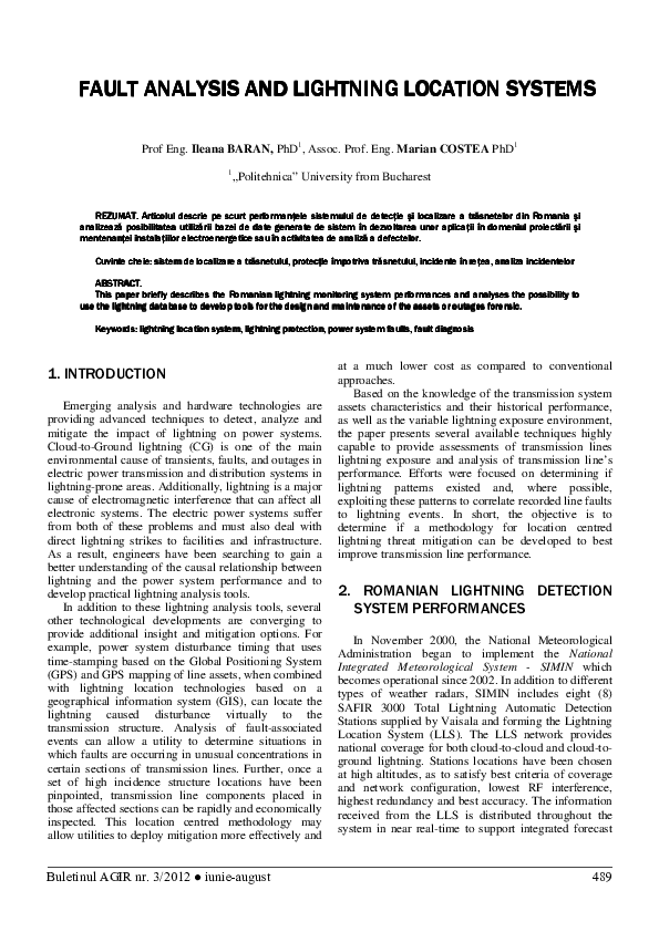 (PDF) Fault Analysis and Lightning Location Systems
