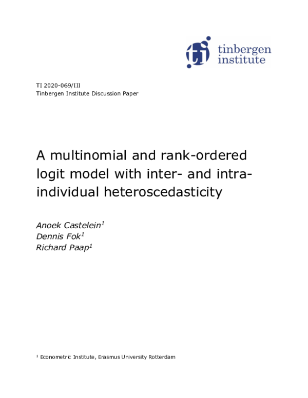 (PDF) A Multinomial and Rank-Ordered Logit Model With Inter- and Intra ...