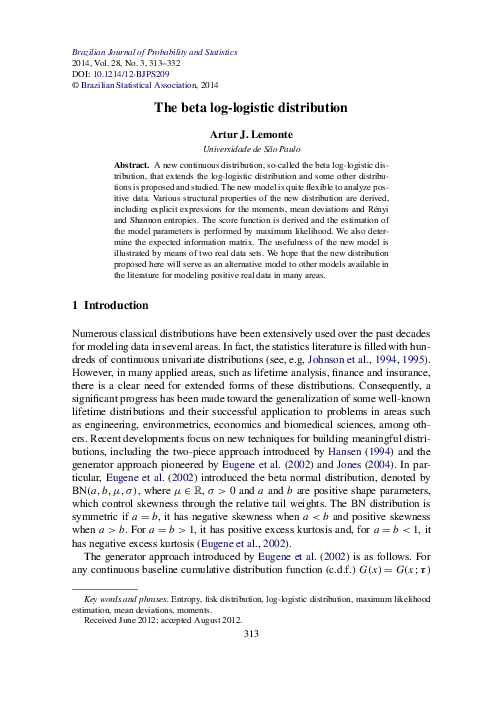 (PDF) The beta log-logistic distribution
