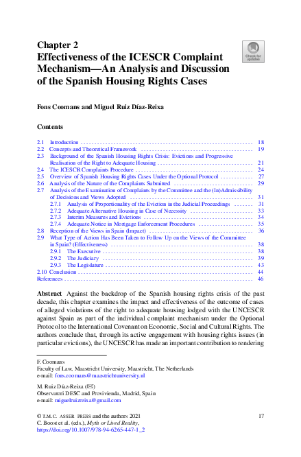 (PDF) Effectiveness of the ICESCR Complaint Mechanism—An Analysis and ...