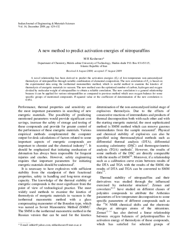 (PDF) A new method to predict activation energies of nitroparaffins