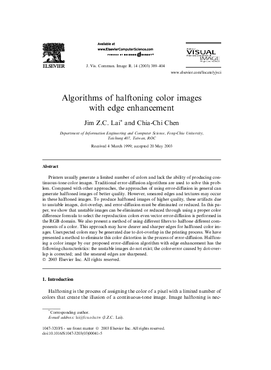 (PDF) Algorithms of halftoning color images with edge enhancement