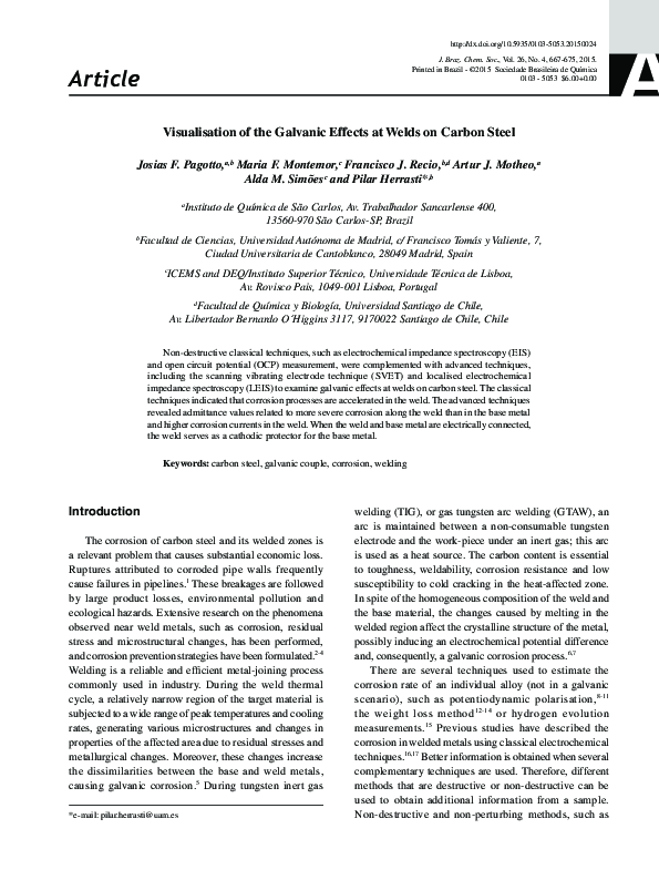(PDF) Visualisation of the Galvanic Effects at Welds on Carbon Steel
