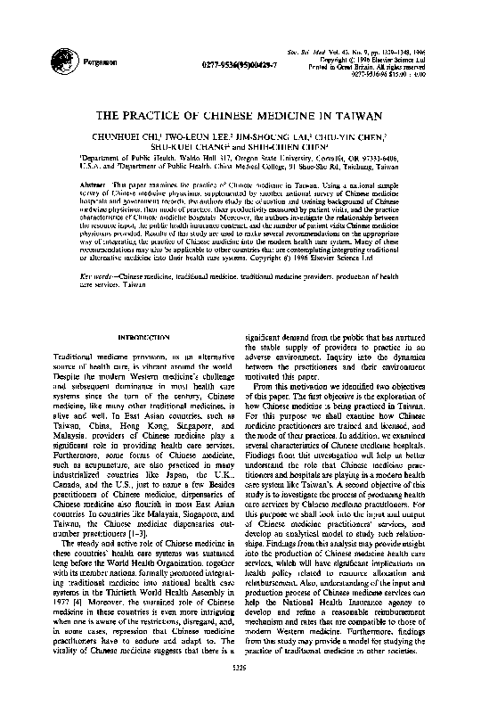 (PDF) The practice of Chinese medicine in Taiwan