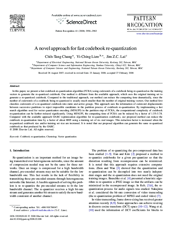 (PDF) A novel approach for fast codebook re-quantization
