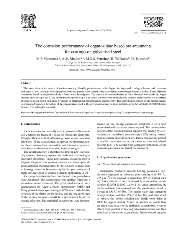 (PDF) The corrosion performance of organosilane based pre-treatments ...