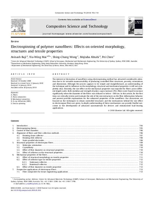 (PDF) Electrospinning of polymer nanofibers: Effects on oriented morphology, structures and ...