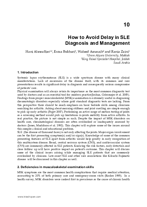 (PDF) 10 How to Avoid Delay in SLE Diagnosis and Management
