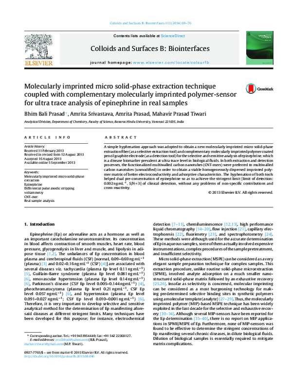 (PDF) Molecularly imprinted micro solid-phase extraction technique coupled with complementary ...