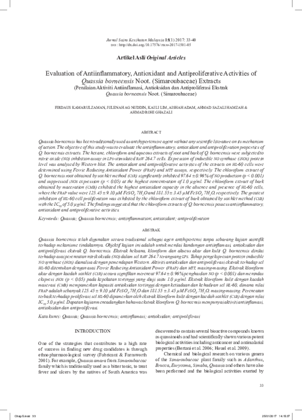 Pdf Evaluation Of Anti Inflammatory Antioxidant And Antinociceptive
