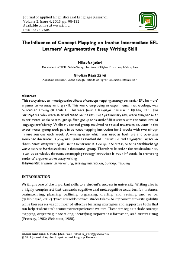 (PDF) The Influence of Concept Mapping on Iranian Intermediate EFL Learners’ Argumentative Essay ...