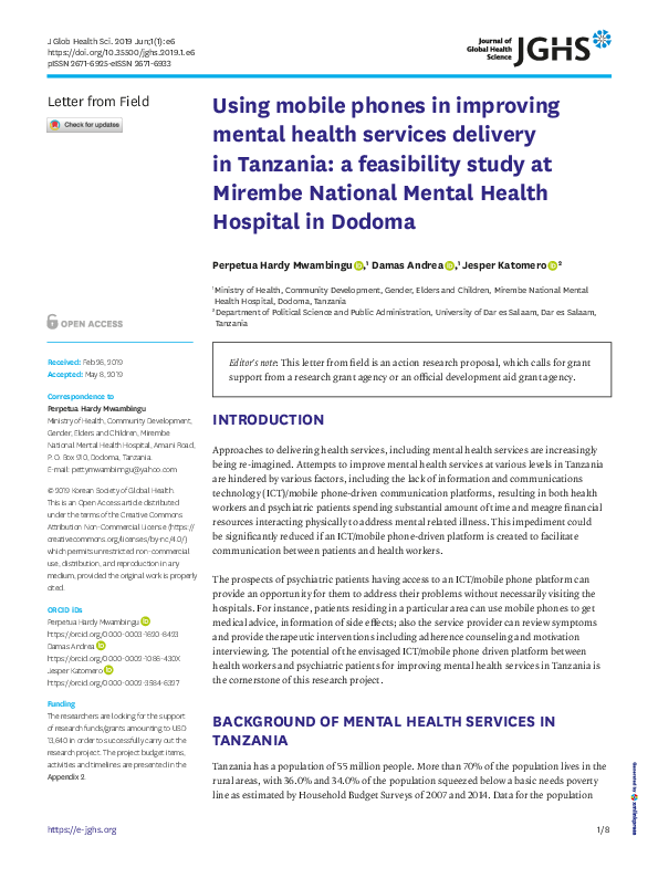 (PDF) Using mobile phones in improving mental health services delivery ...