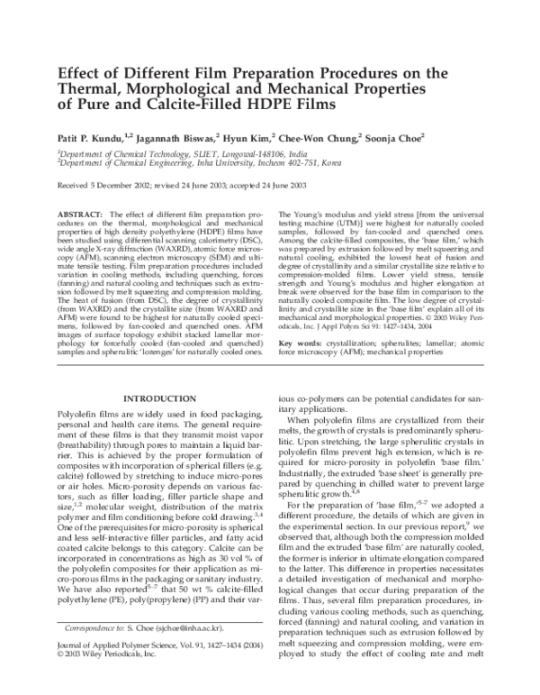 (PDF) Effect of different film preparation procedures on the thermal ...
