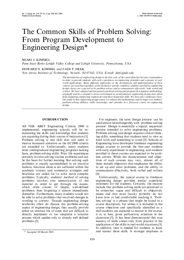(PDF) The Common Skills of Problem Solving: From Program Development to ...
