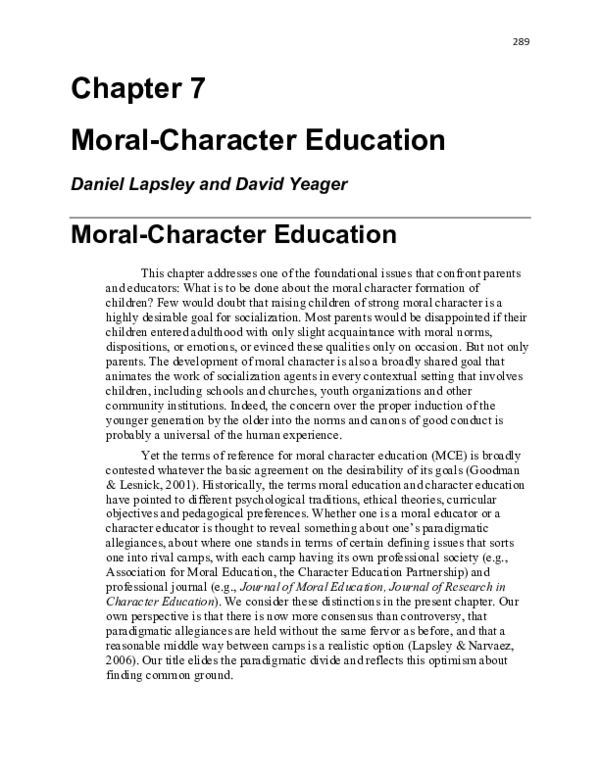 (PDF) Chapter 7 Moral-Character Education