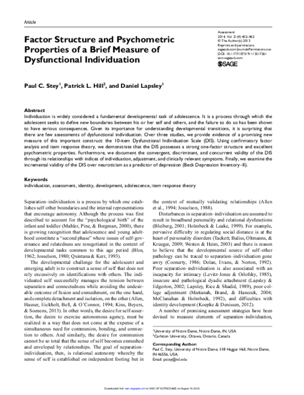 (PDF) Factor Structure and Psychometric Properties of a Brief Measure ...