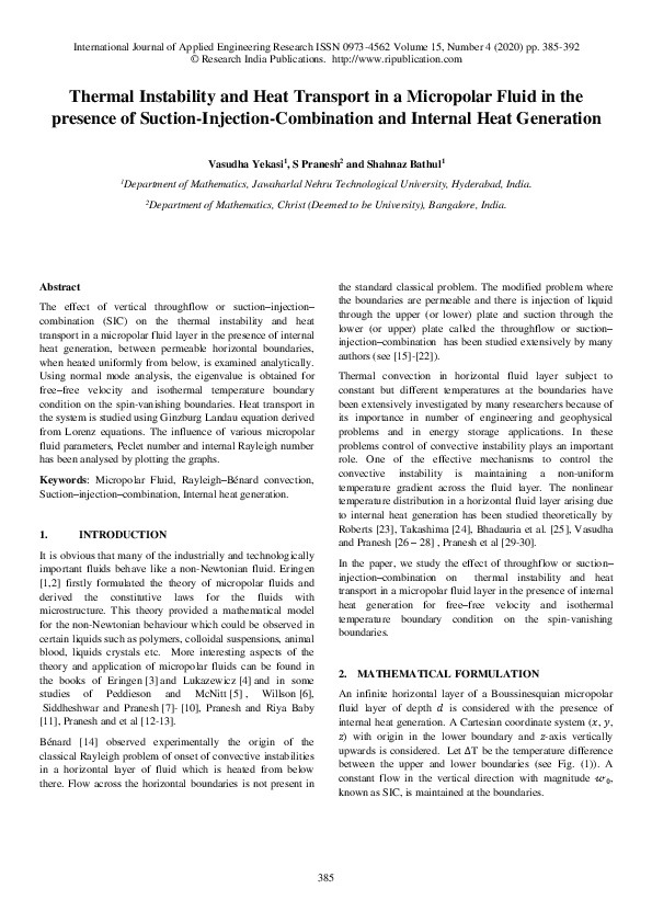 (PDF) Thermal Instability and Heat Transport in a Micropolar Fluid in ...