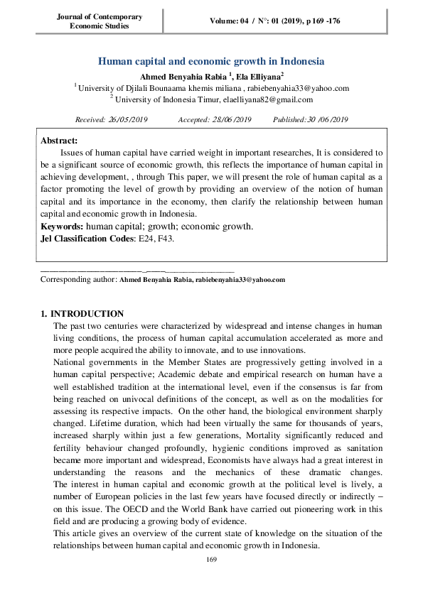 (PDF) Human Capital and Economic Growth in Indonesia