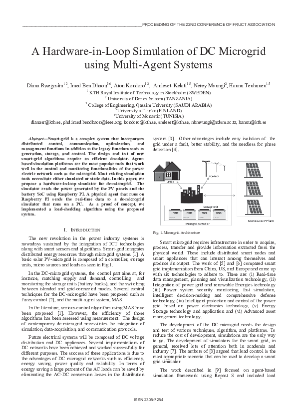 (PDF) A Hardware-in-Loop Simulation of DC Microgrid using Multi-Agent Systems