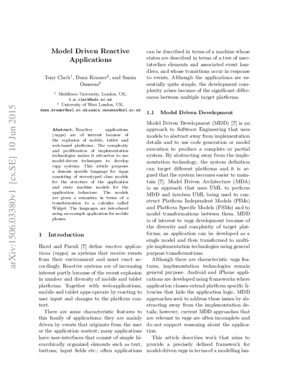 (PDF) Model Driven Reactive Applications