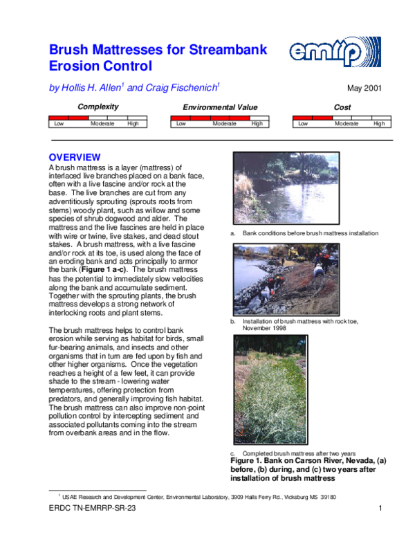(PDF) Brush Mattresses for Streambank Erosion Control