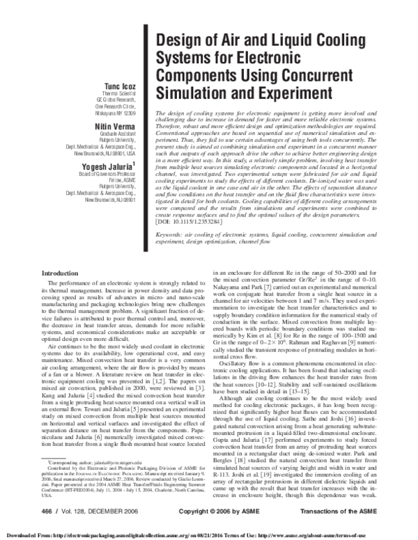 (PDF) Design of Air and Liquid Cooling Systems for Electronic ...