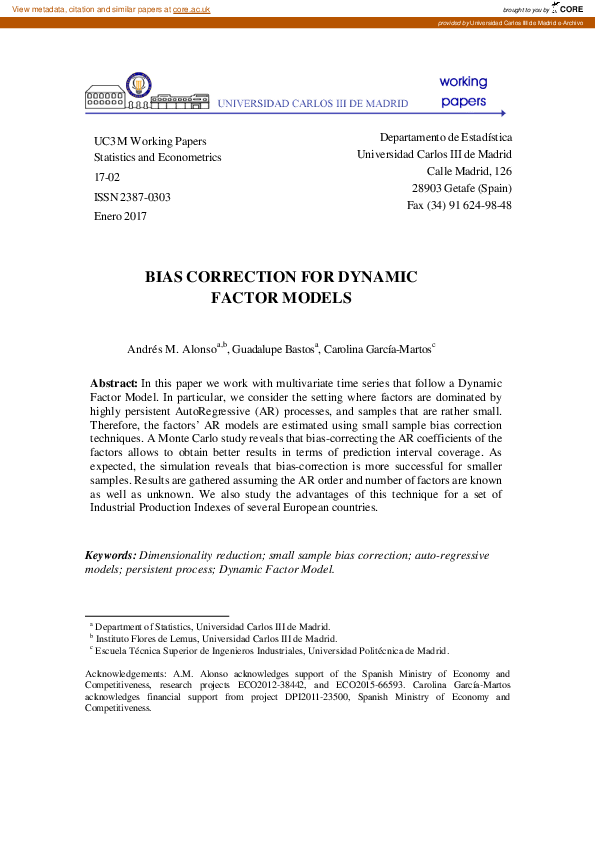 (PDF) BIAS correction for dynamic factor models