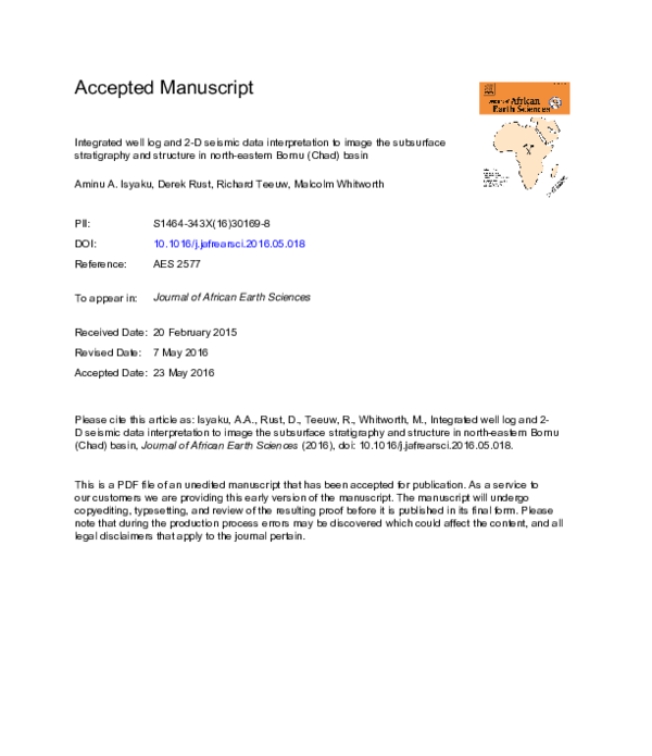 Pdf Integrated Well Log And 2 D Seismic Data Interpretation To Image The Subsurface