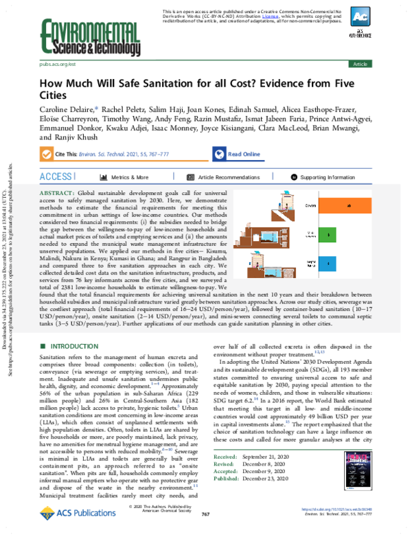 (PDF) How Much Will Safe Sanitation for all Cost? Evidence from Five Cities