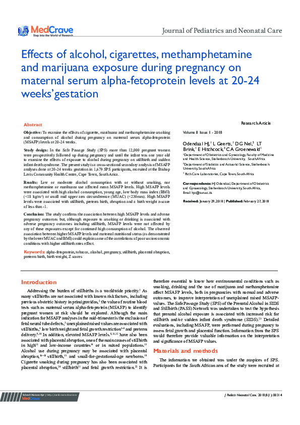 (PDF) Effects of alcohol, cigarettes, methamphetamine and marijuana ...