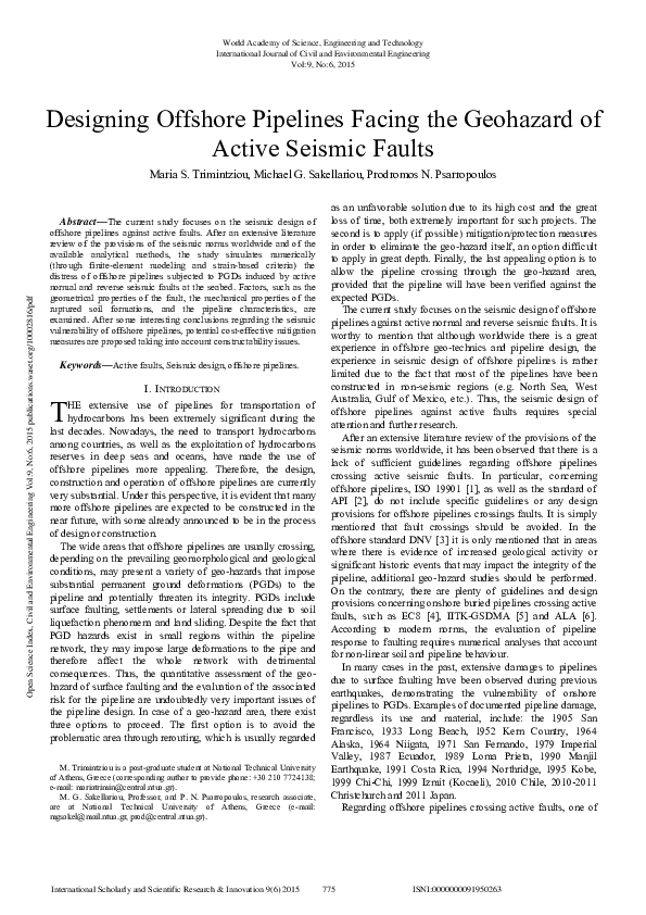 (PDF) Designing Offshore Pipelines Facing the Geohazard of Active ...
