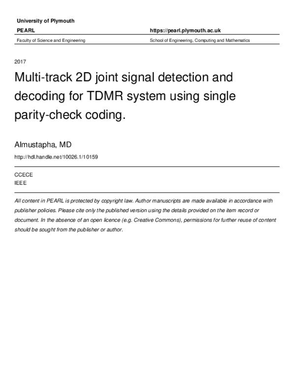 (PDF) Multi-track 2D joint signal detection and decoding for TDMR ...