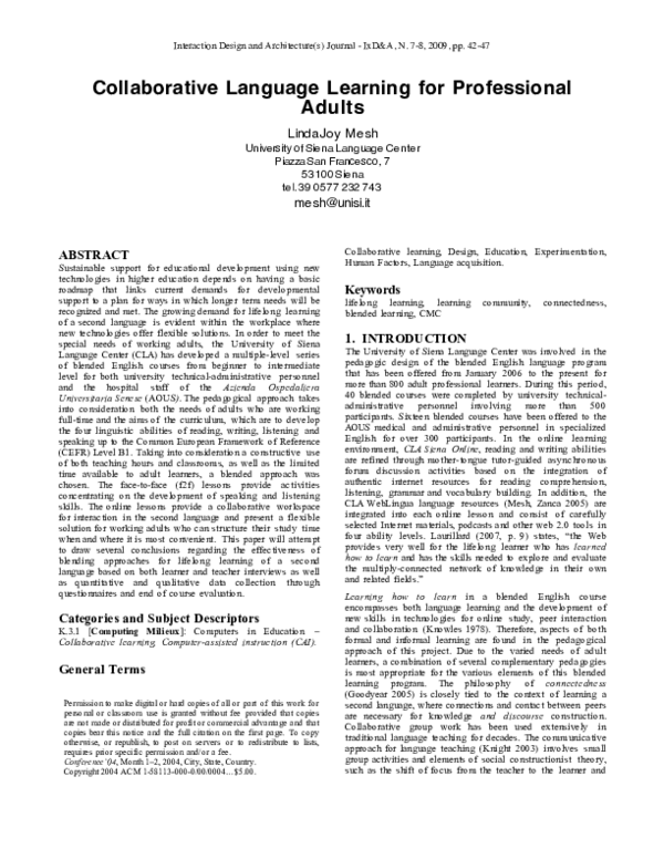 (PDF) Collaborative Language Learning for Professional Adults