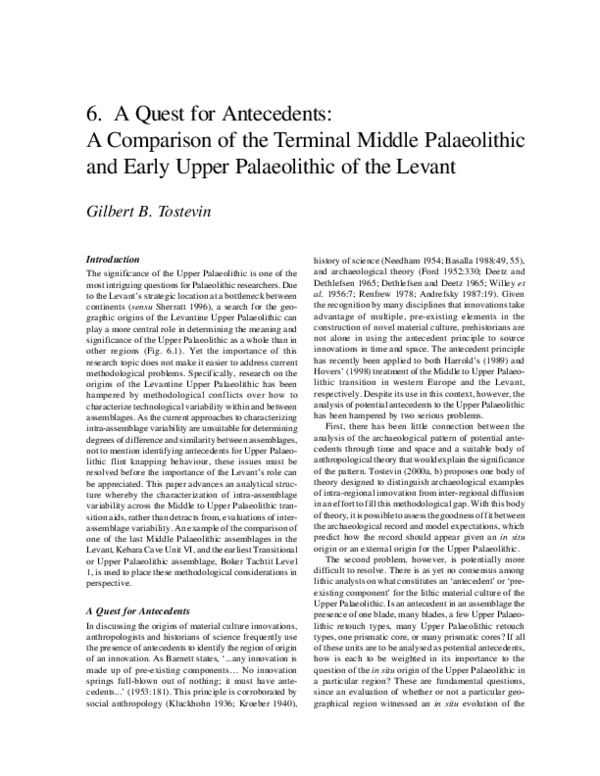 (PDF) A Quest for Antecedents:: A Comparison of the Terminal Middle ...