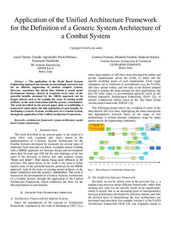 (PDF) Application Of The Unified Architecture Framework For The ...