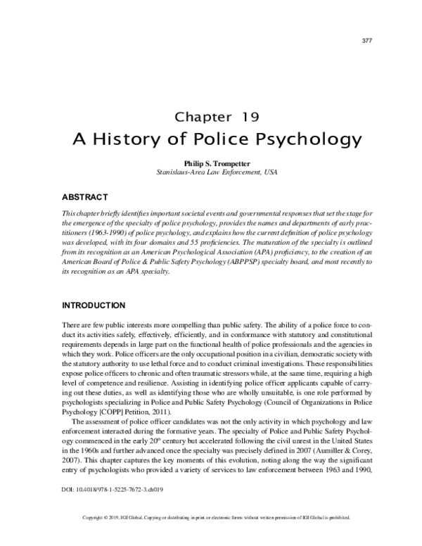 (PDF) A History of Police Psychology